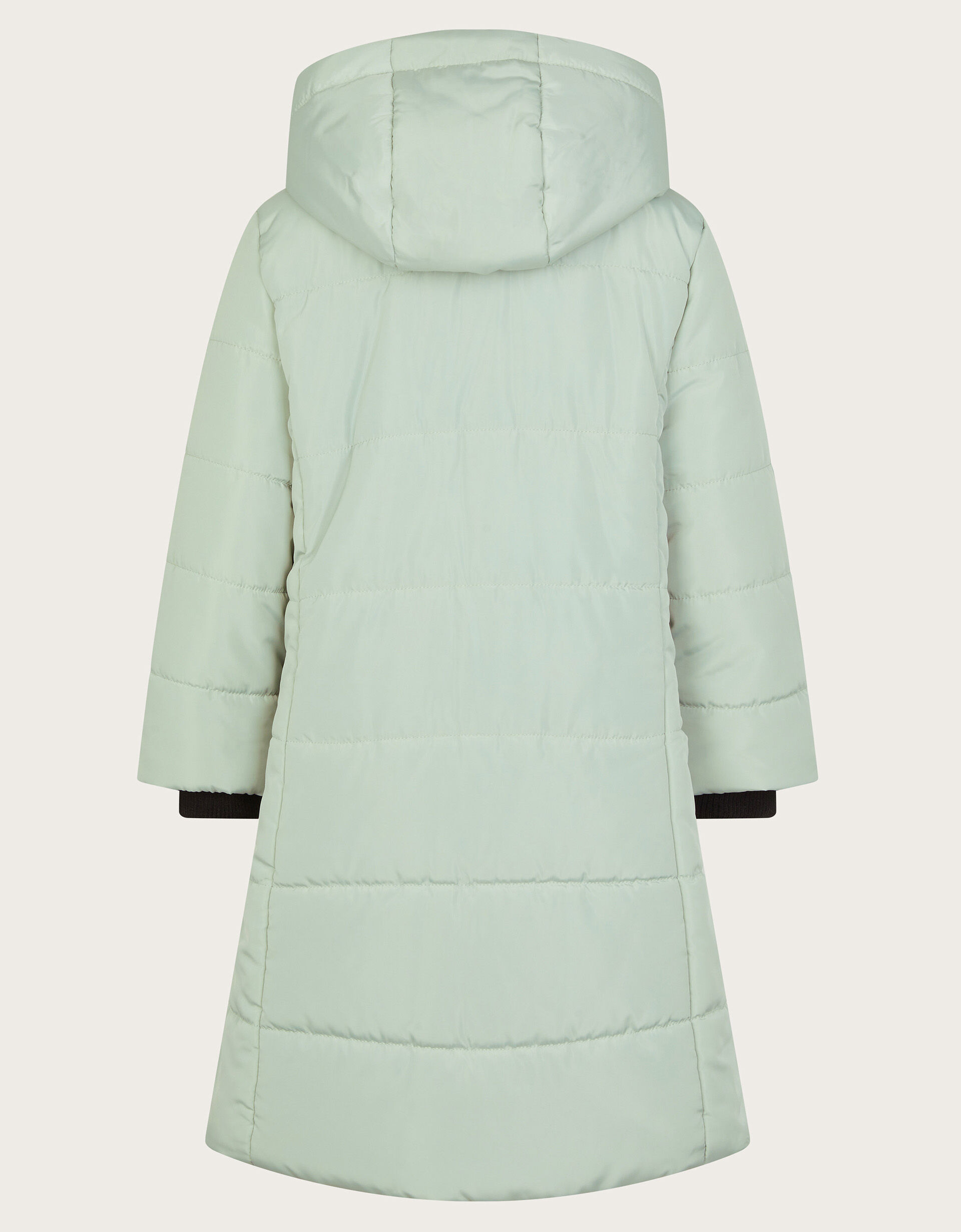 Hooded Longline Puffer Coat Green | Girls' Coats & Jackets | Monsoon UK.