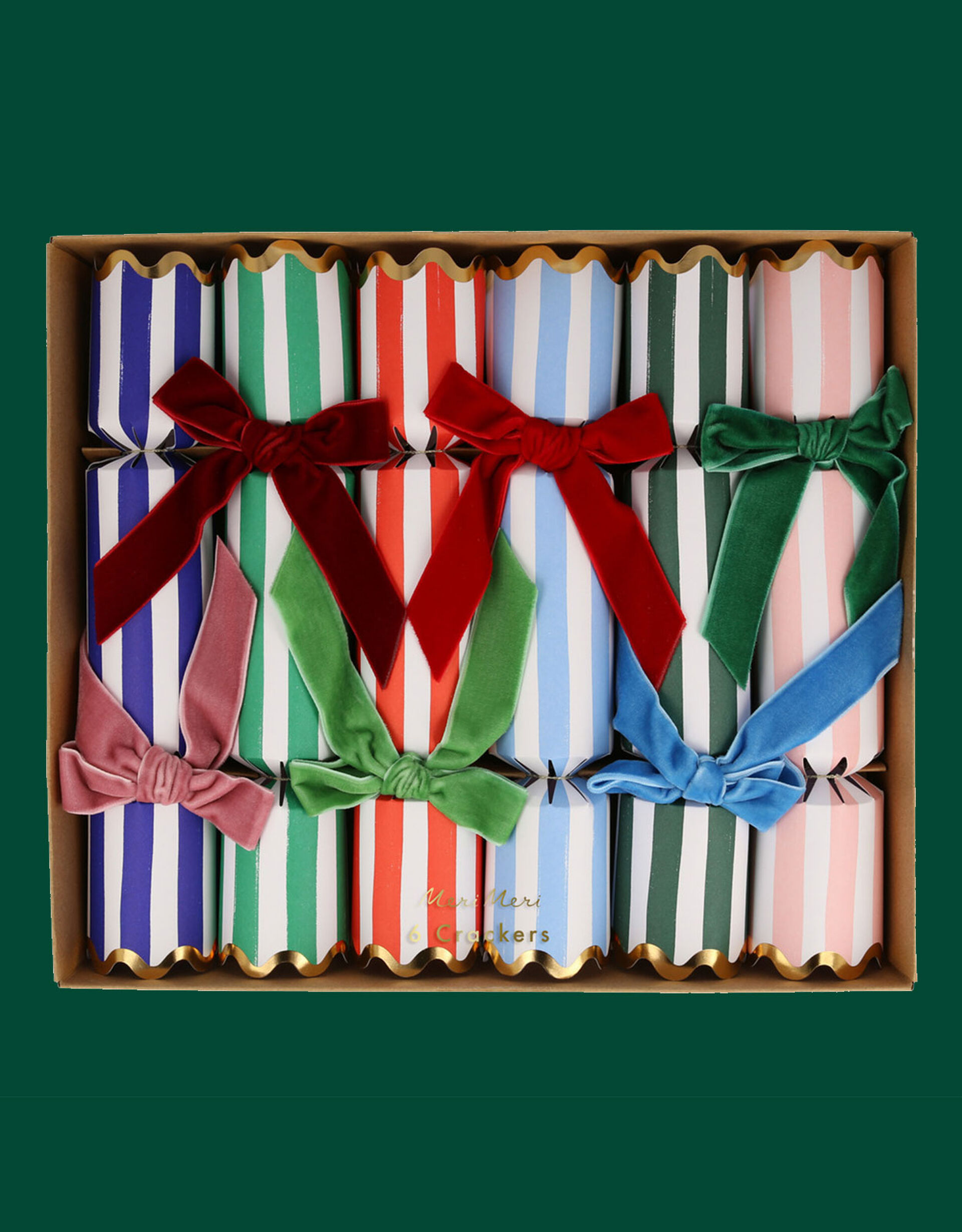Meri Meri Stripe Bow Crackers 6 Pack