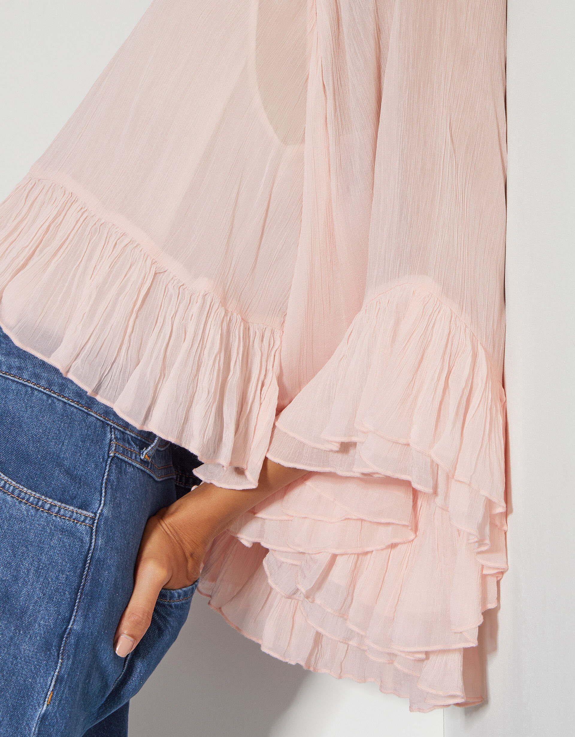 Renee Crinkle Ruffle Top Pink | Blouses & Shirts | Monsoon UK.