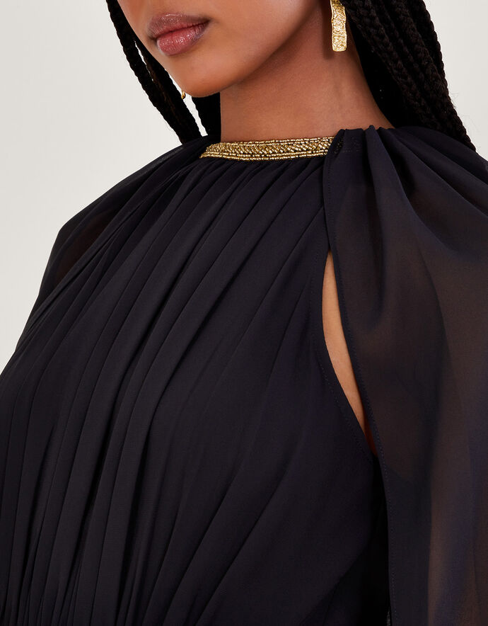 Christa Plain Cape Dress Black