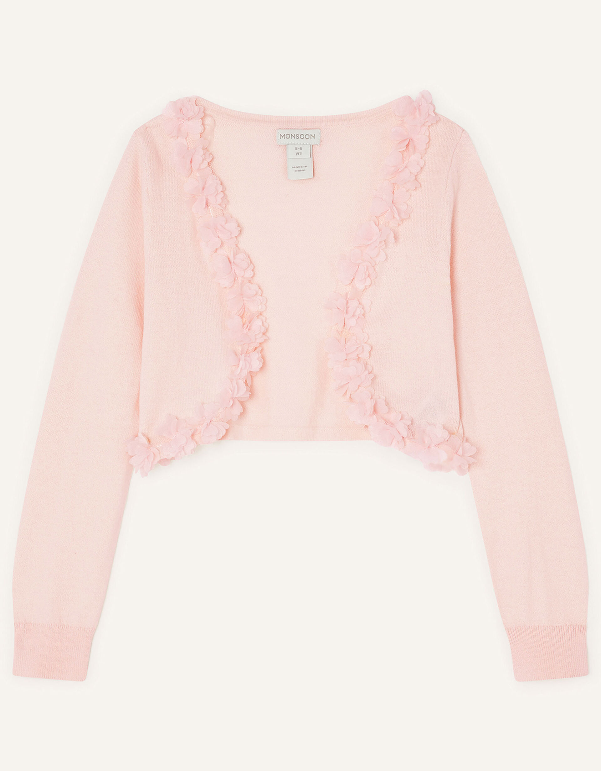 3D Floral Trim Cardigan Pink | Girls' Cardigans | Monsoon UK.