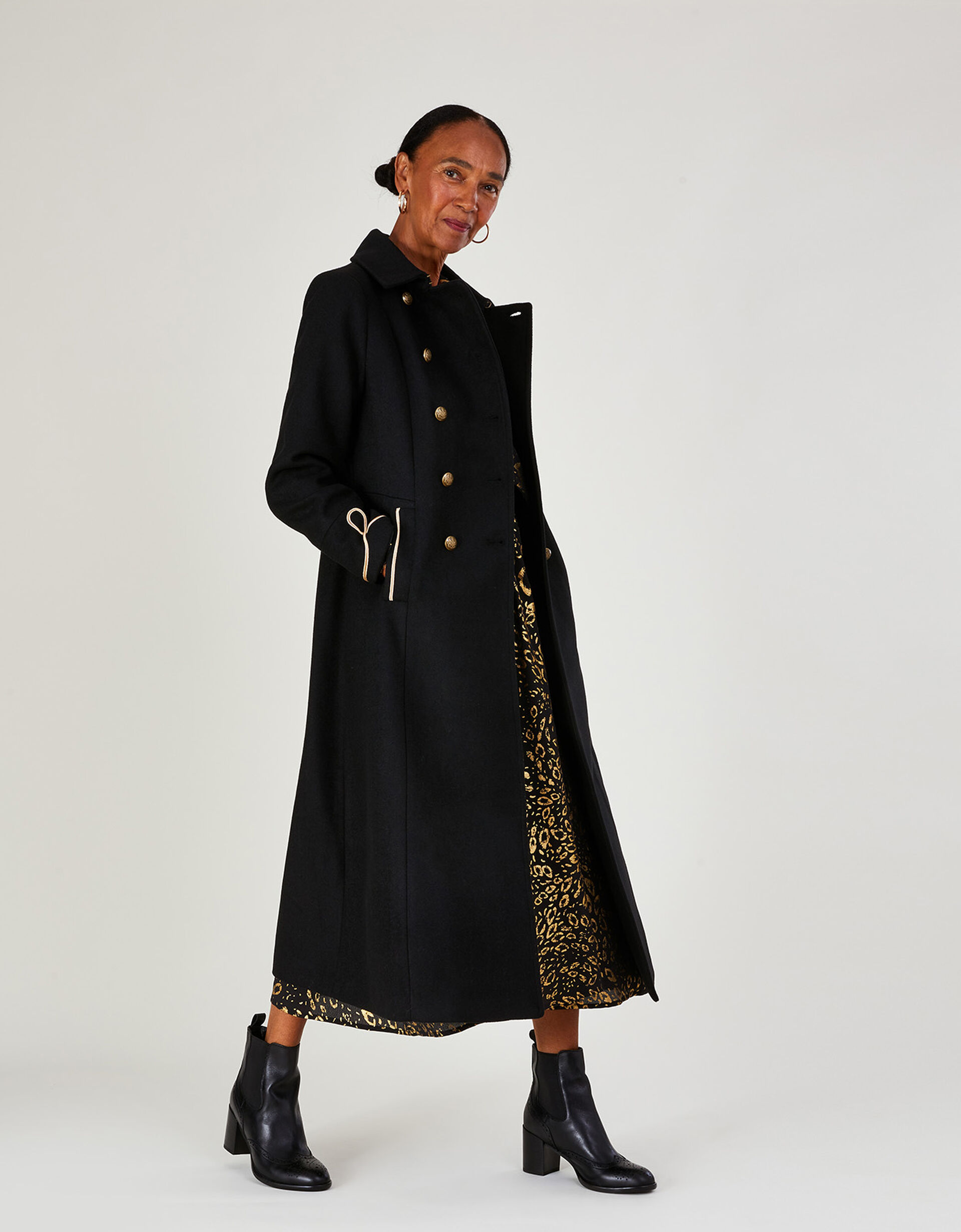 Minnie Military Long Wool Coat Black | Women's Coats | Monsoon UK.