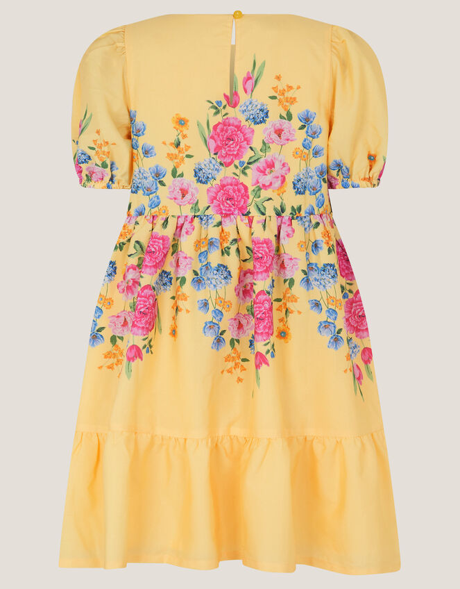 Floral Puff Sleeve Dress Yellow | Girls' Dresses | Monsoon UK.
