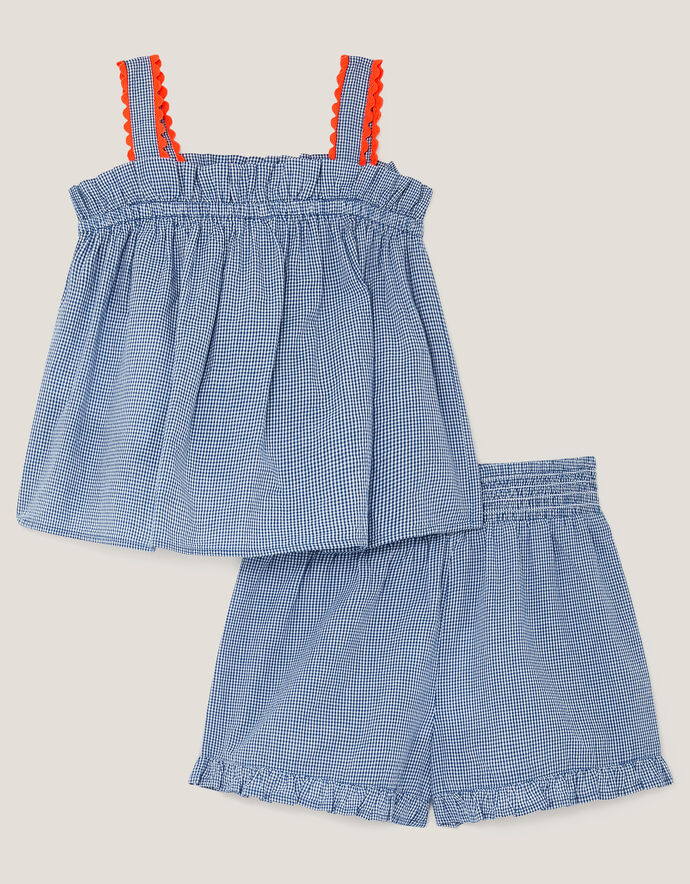 Embroidered Gingham Top & Shorts Set Blue | Girls' Beach & Swimwear ...
