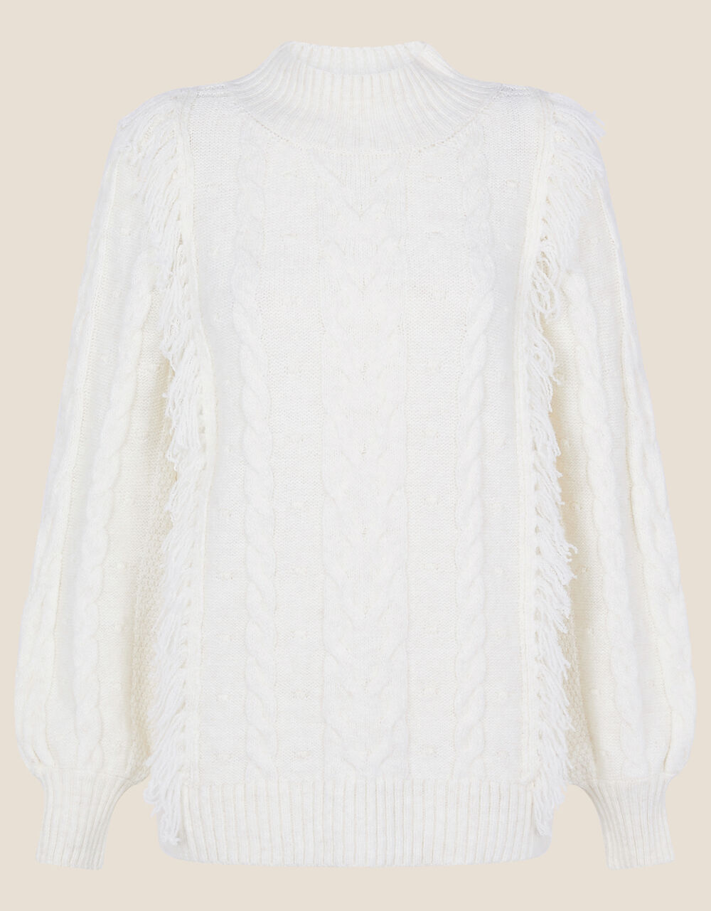 Cable Knit Bobble Fringe Jumper | Jumpers | Monsoon UK.