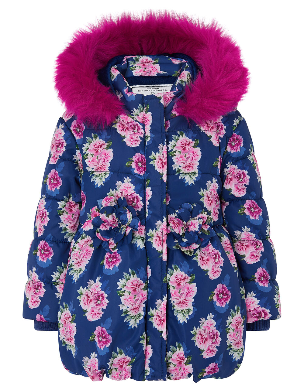 Baby Rose Print Hooded Coat Blue | Coats & Jackets | Monsoon UK.