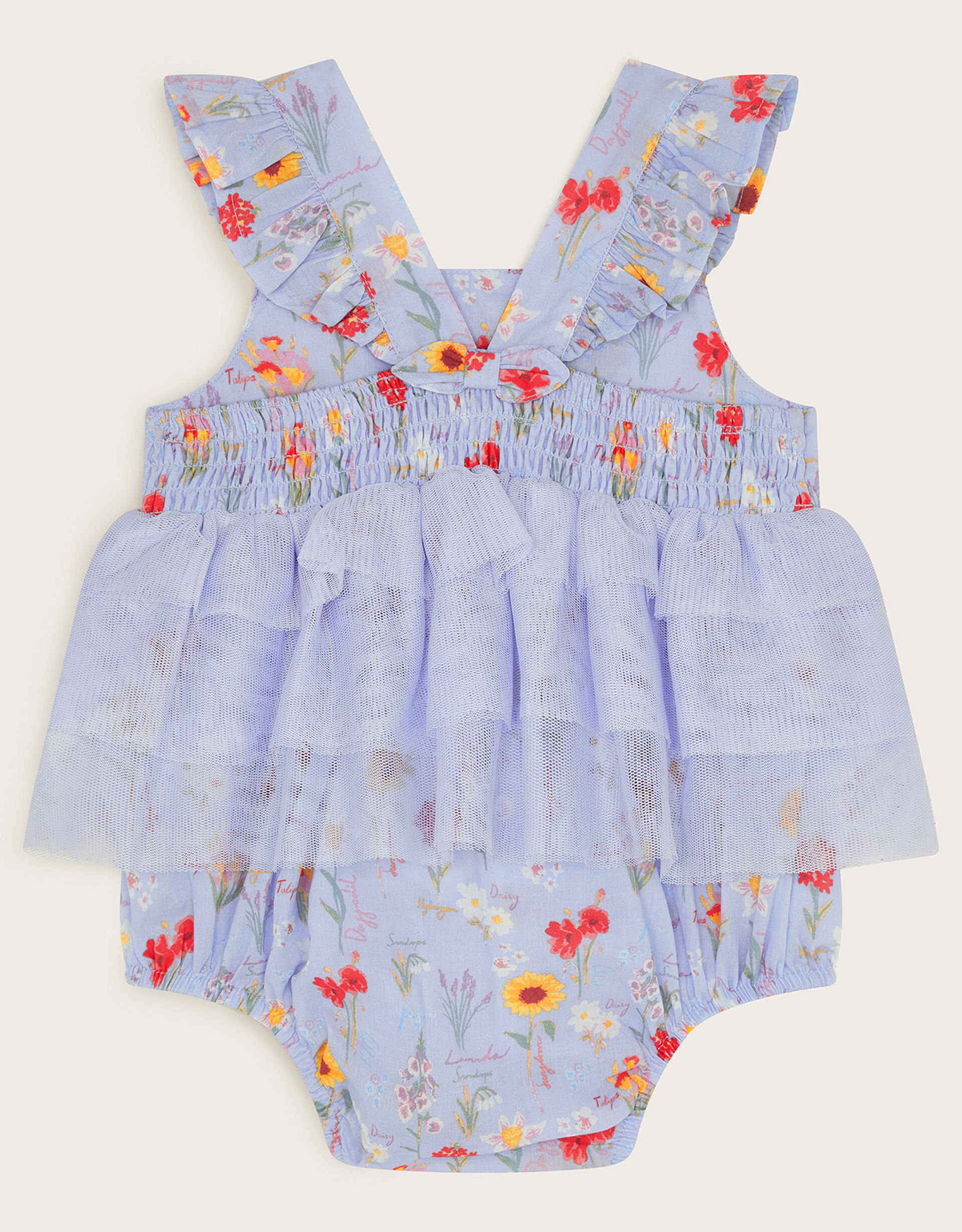 Newborn Floral Mesh Romper Blue | Baby Girl Outfits & Rompers | Monsoon UK.