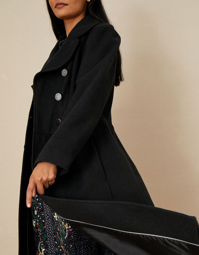 Samantha Skirted Coat Black | Women's Coats | Monsoon UK.