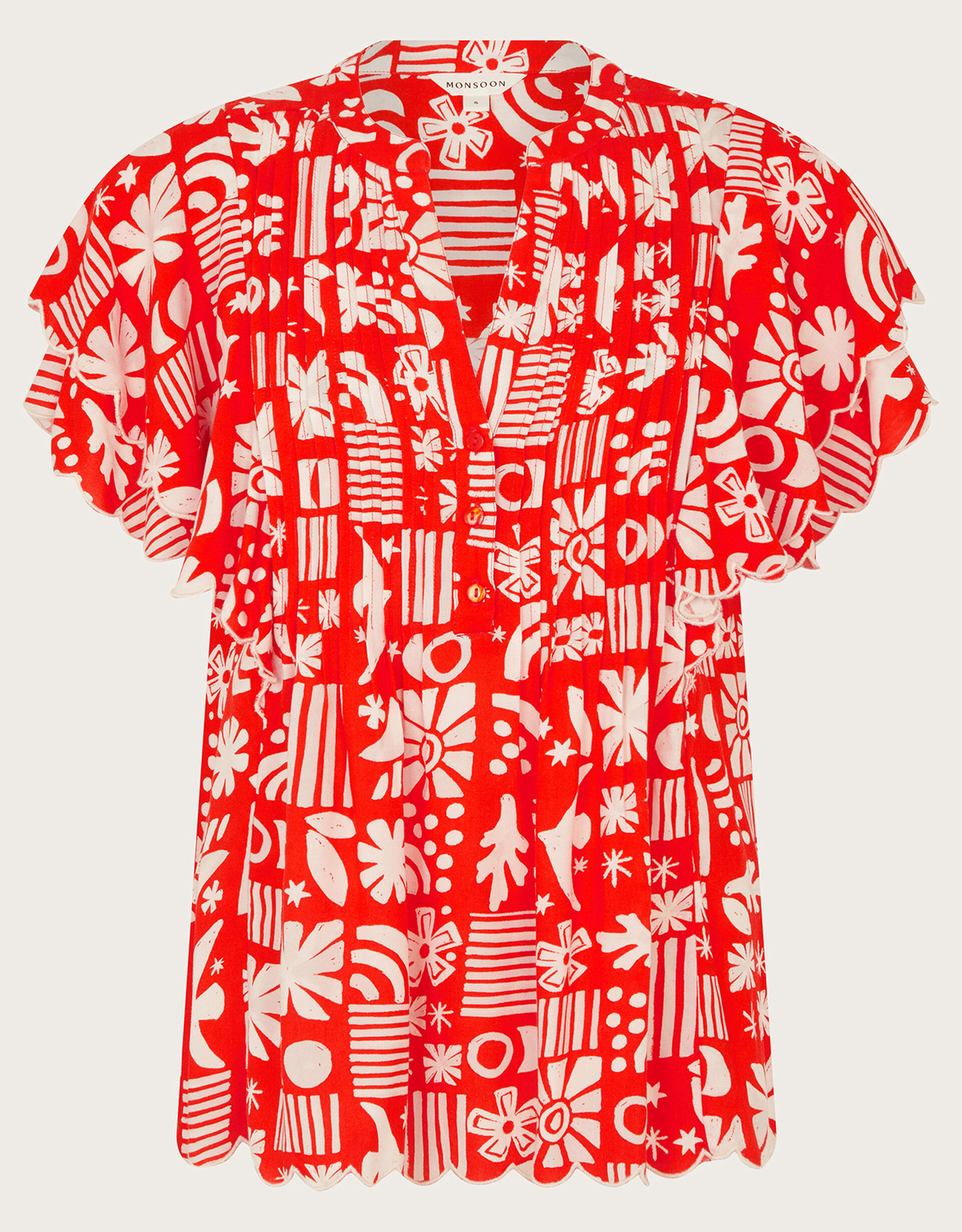 Dario Print Pleat Top Red | Tops & T-shirts | Monsoon UK.