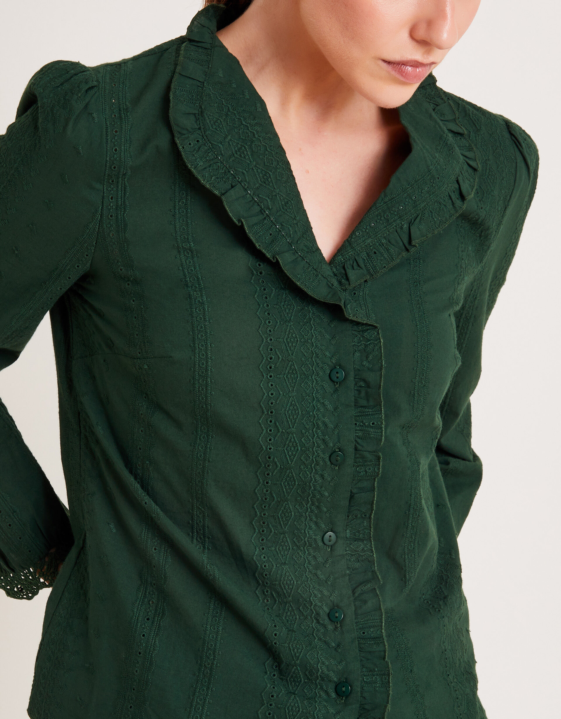 Cora Embroidered Shirt Green | Tops & T-shirts | Monsoon UK.