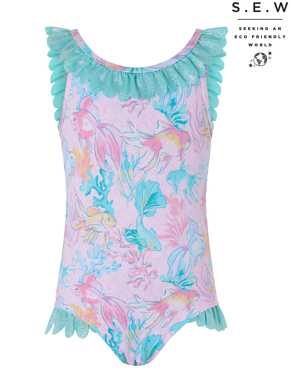 Baby Dinah Printed Shimmer Swimsuit Pink | Baby Girl Beach & Swimwear ...