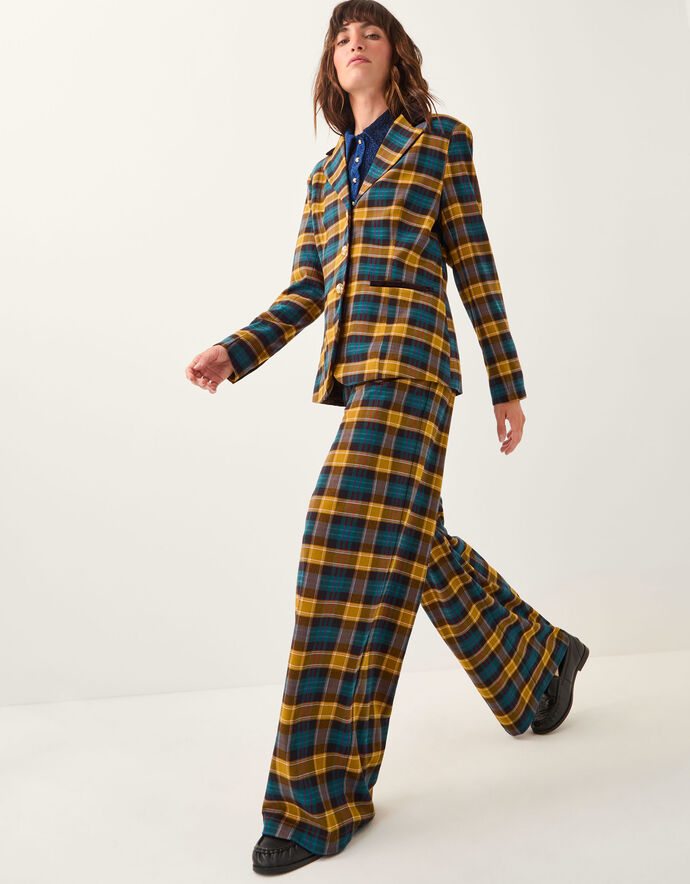 Monsoon x Sarah Corbett-Winder Tartan Suit Trousers Yellow