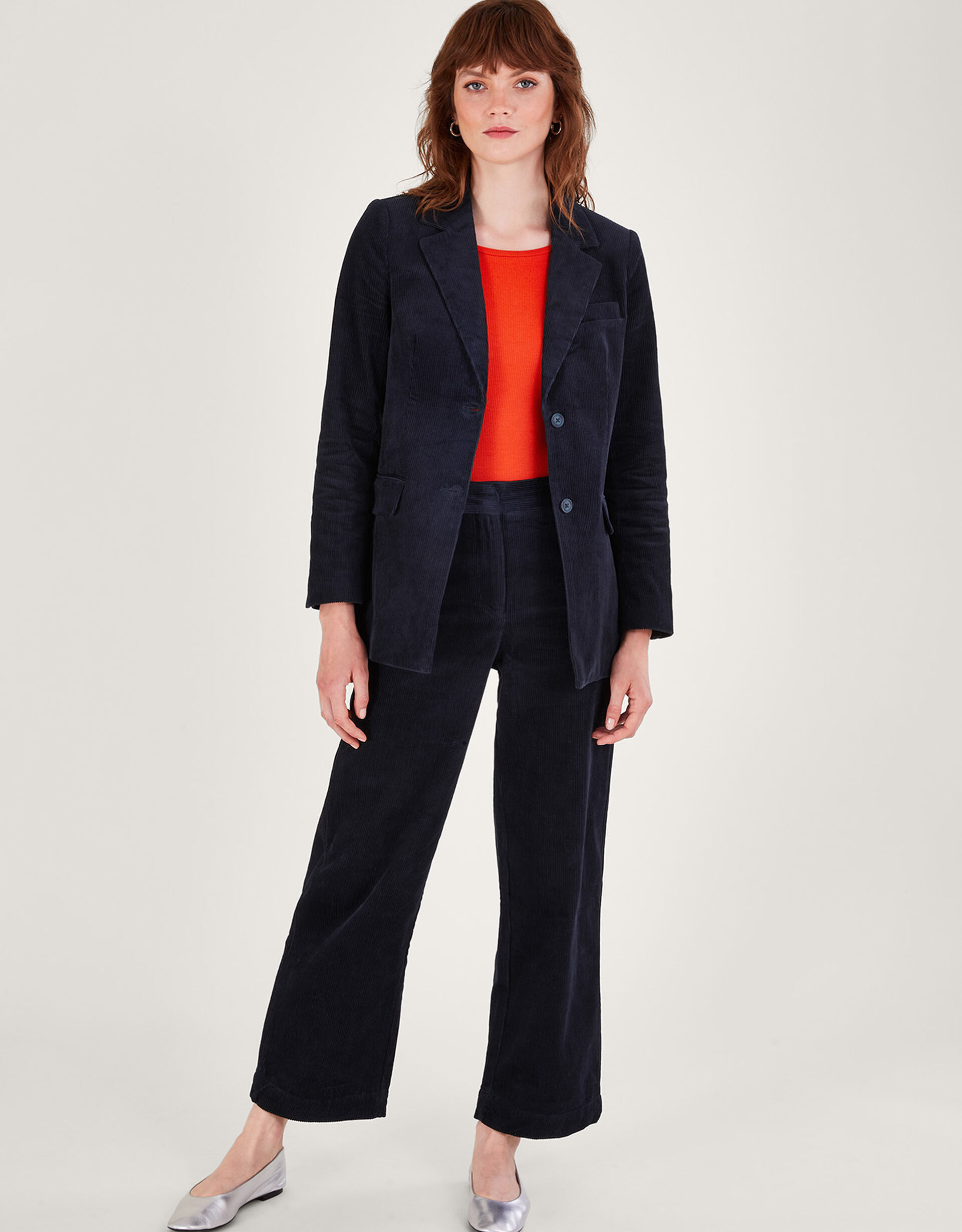 Cord Blazer Suit Jacket Blue
