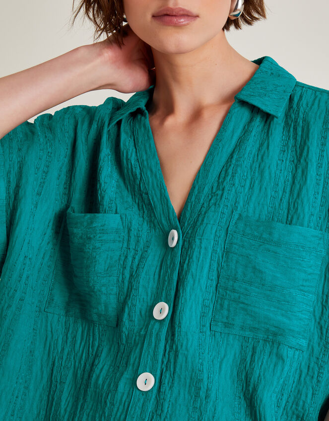 Sofia Textured Short Sleeve Shirt Teal | Tops & T-shirts | Monsoon UK.