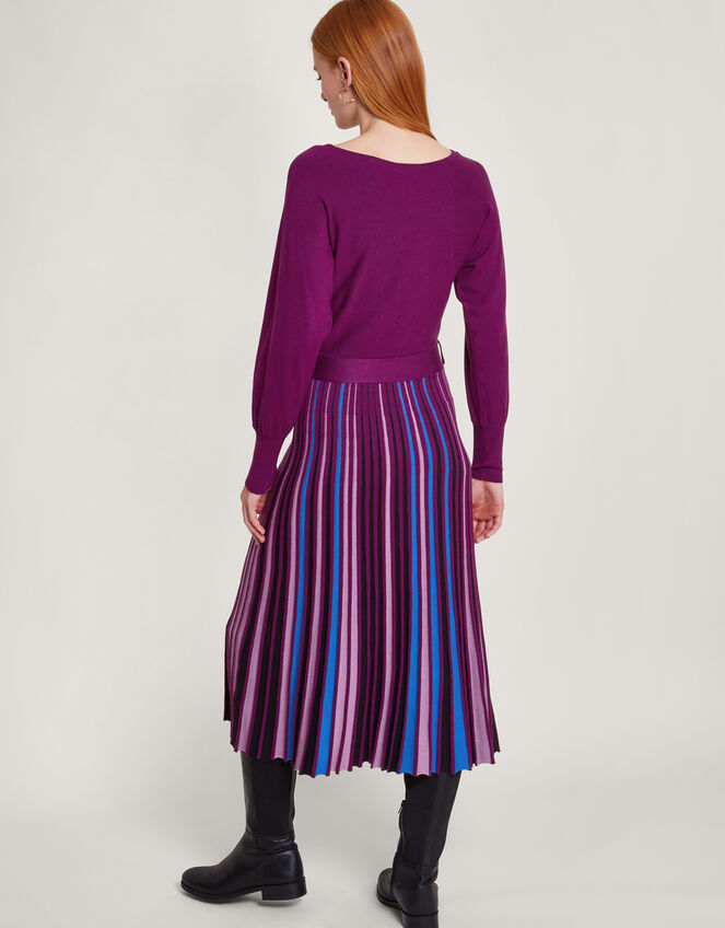 Slash Neck Pleated Skirt Dress with LENZING™ ECOVERO™ Purple
