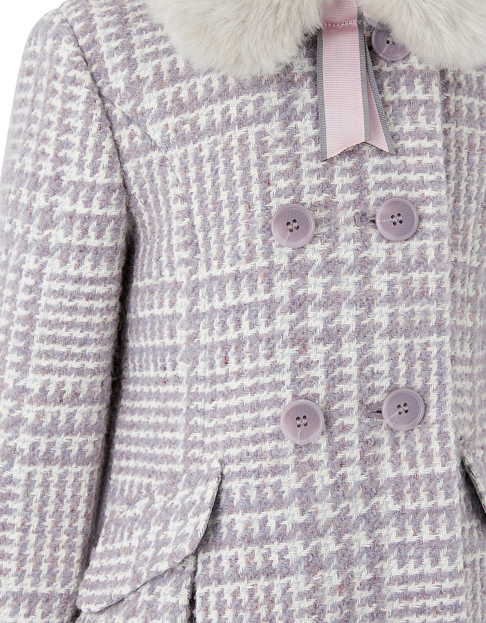 Dogtooth Tweed Coat Purple