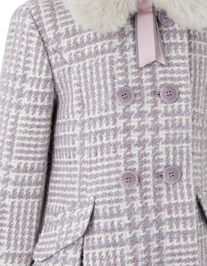 Dogtooth Tweed Coat Purple