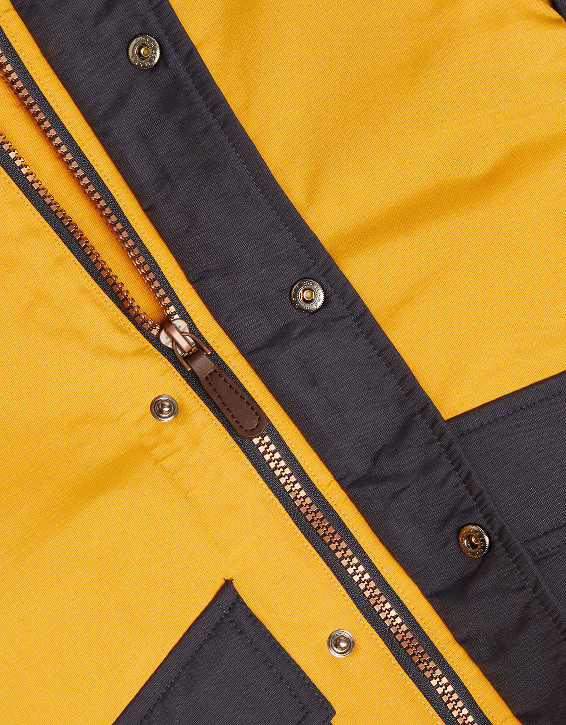 Contrast Hooded Parka Coat Yellow
