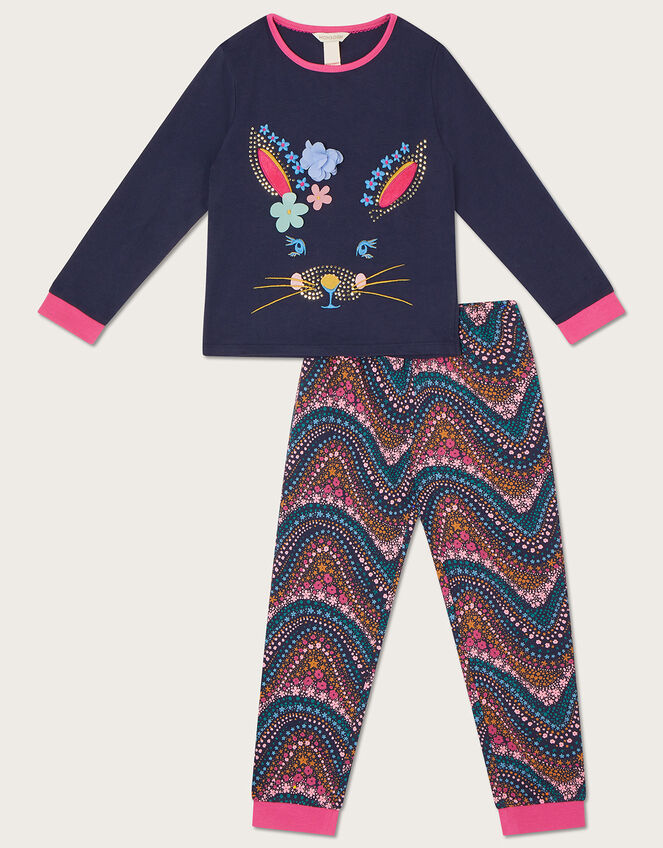 Embroidered Bunny Pyjama Set Blue | Girls' Nightwear & Slippers ...