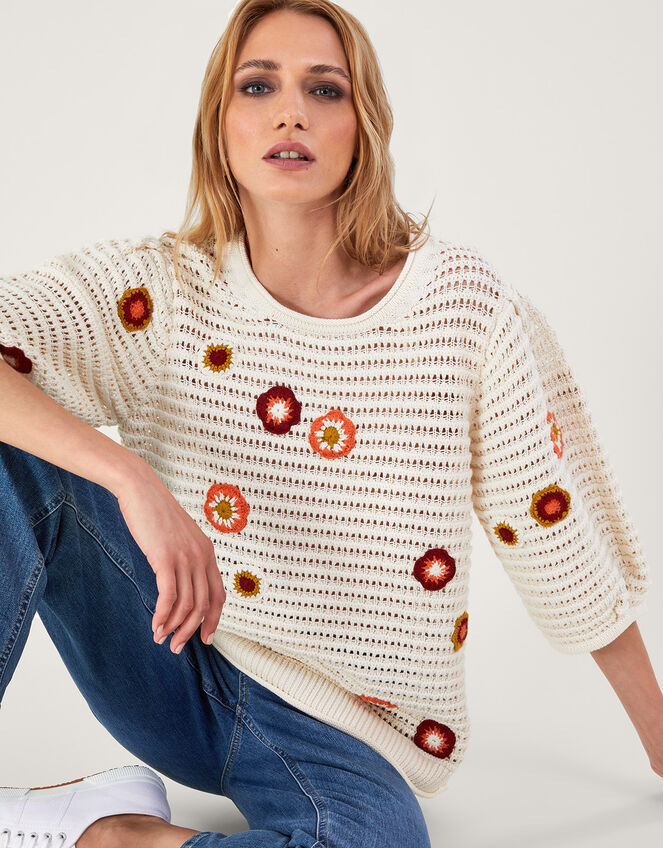 Floral Embroidered Jumper Ivory | Jumpers | Monsoon UK.