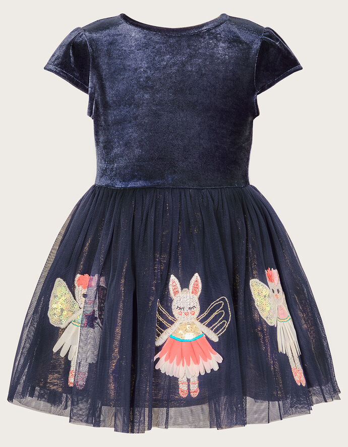 Baby Disco Velvet Mice Dress Blue