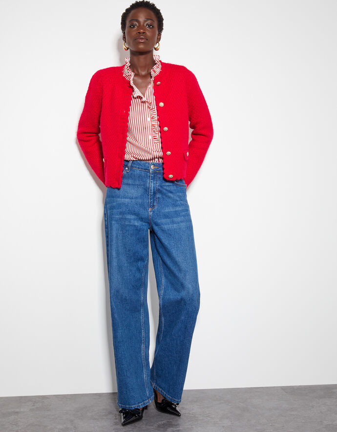 Suki Stitch Cardigan Red | Cardigans | Monsoon UK.