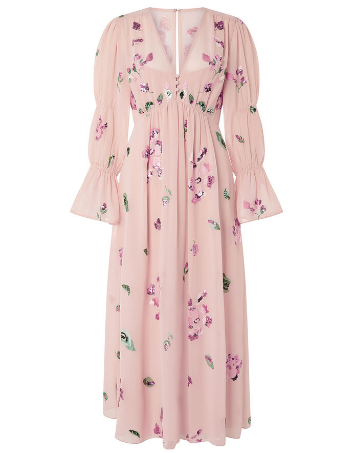Hayley Embroidered Floral Tea Dress Pink