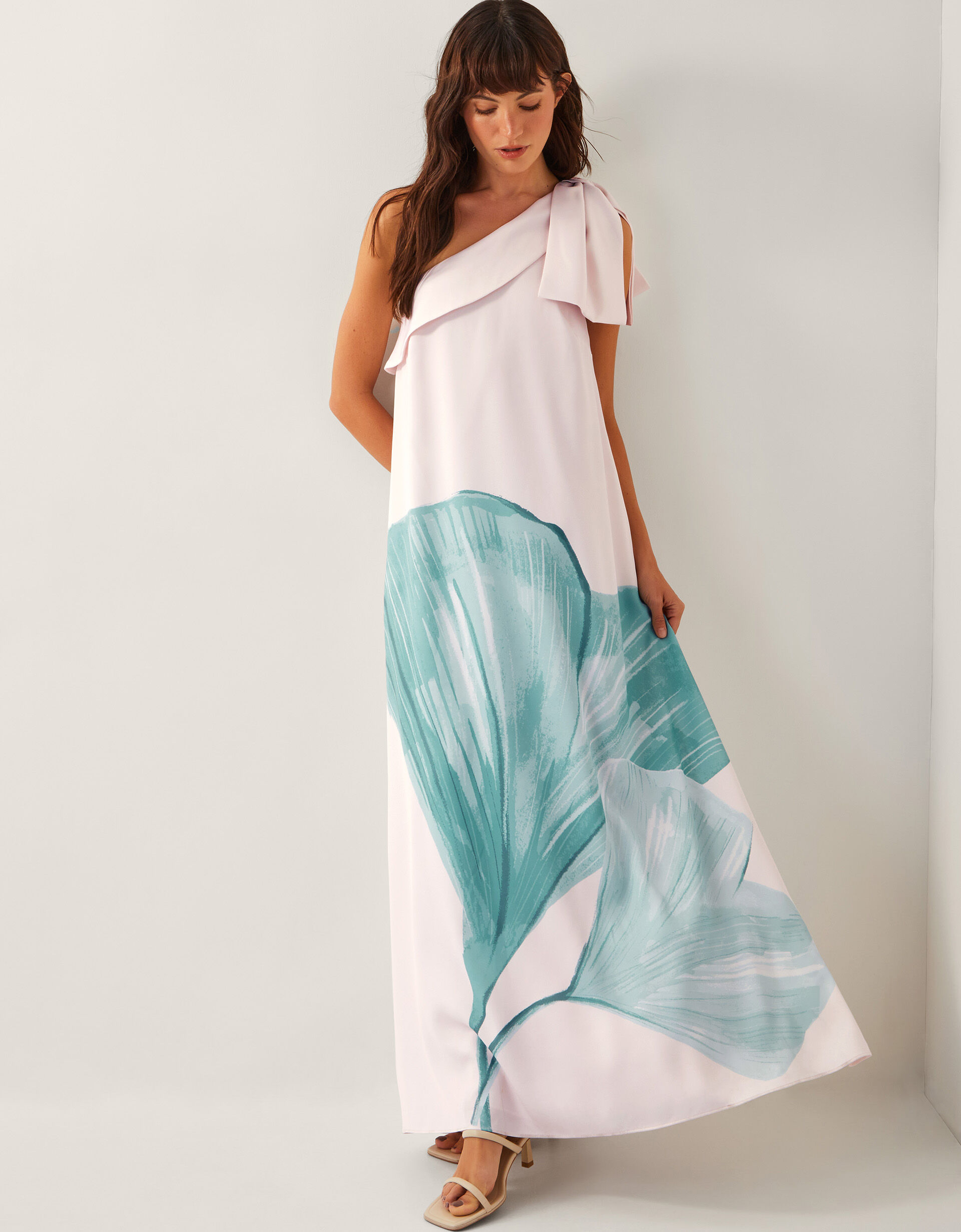 Dinah Bow One Shoulder Maxi Dress Ivory | Evening Dresses | Monsoon UK.