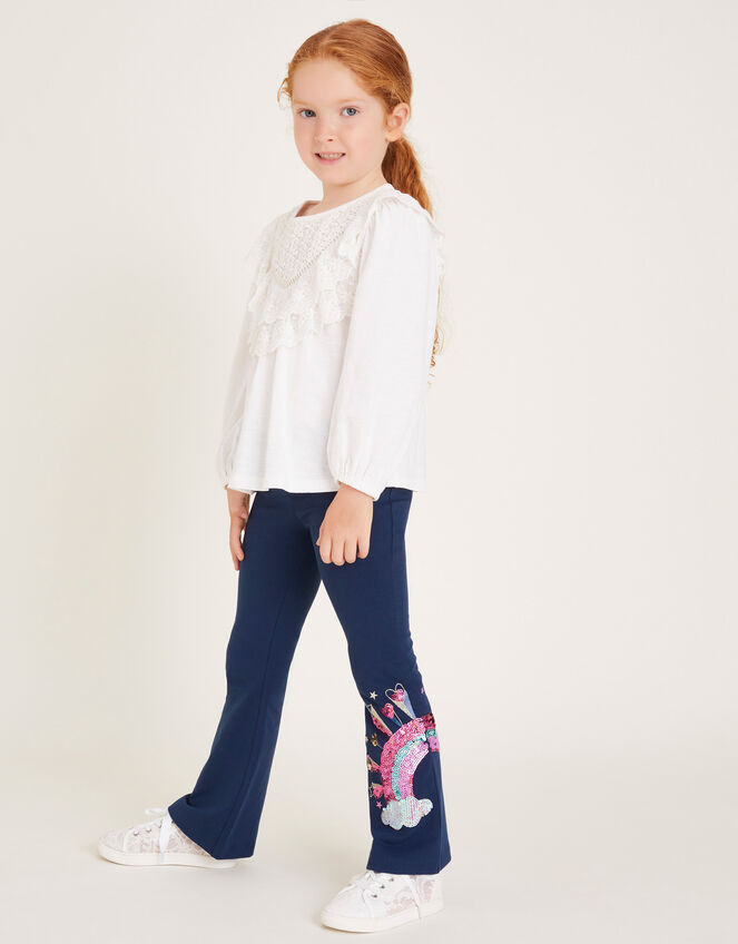 Rainbow Kick Flare Leggings Blue | Girls' Trousers & Leggings | Monsoon UK.