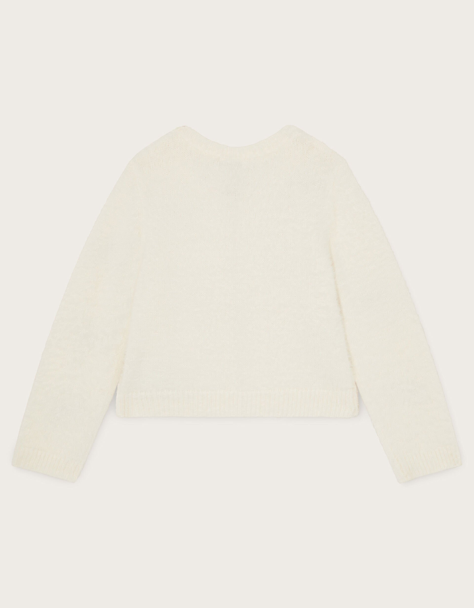 Bow Fluffy Knit Cardigan Ivory | Girls' Cardigans | Monsoon UK.