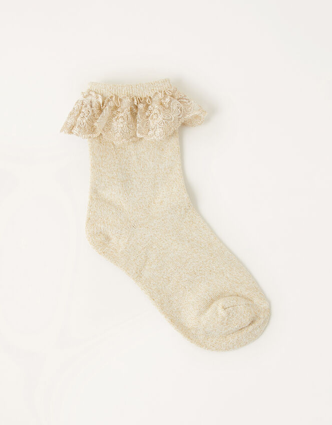 Sparkle Flower Socks Gold | Accessories | Monsoon UK.