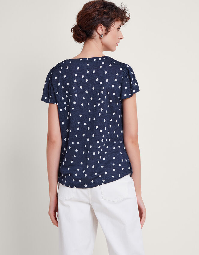 Mackie Spot Linen Top Blue | Tops & T-shirts | Monsoon UK.