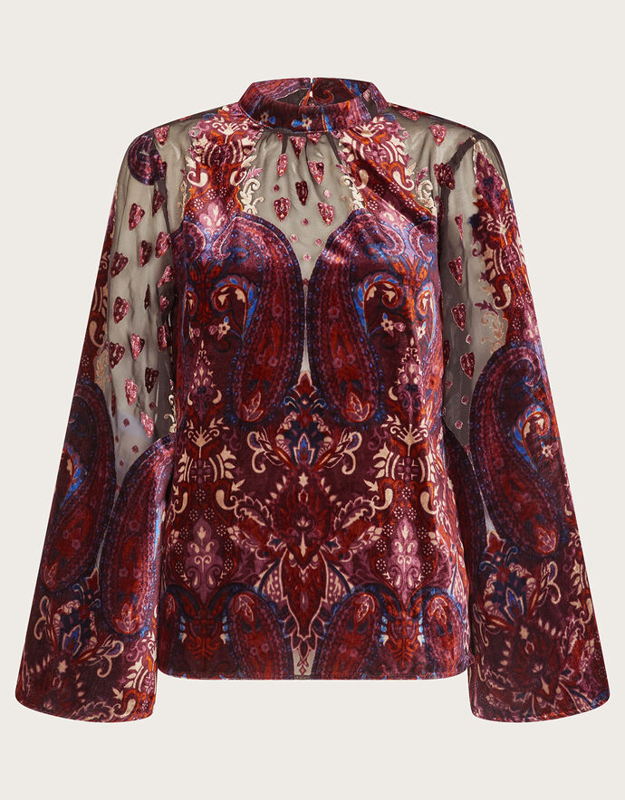 Peri Paisley Devore Top Black