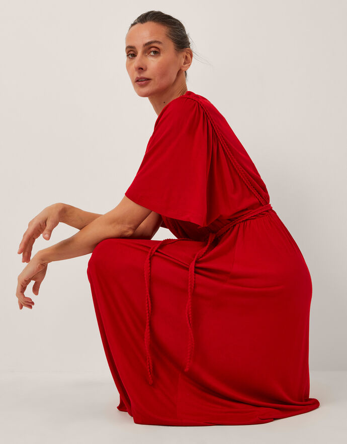 Paula Braided Jersey Midi Dress Red | Midi Dresses | Monsoon UK.