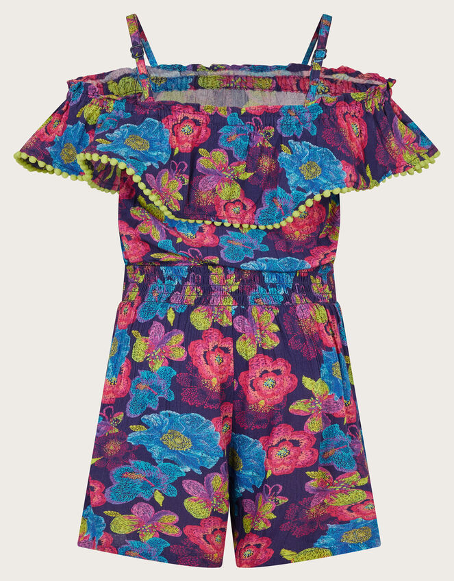 Sketchy Floral Playsuit Blue | Girls' Beach & Swimwear | Monsoon UK.