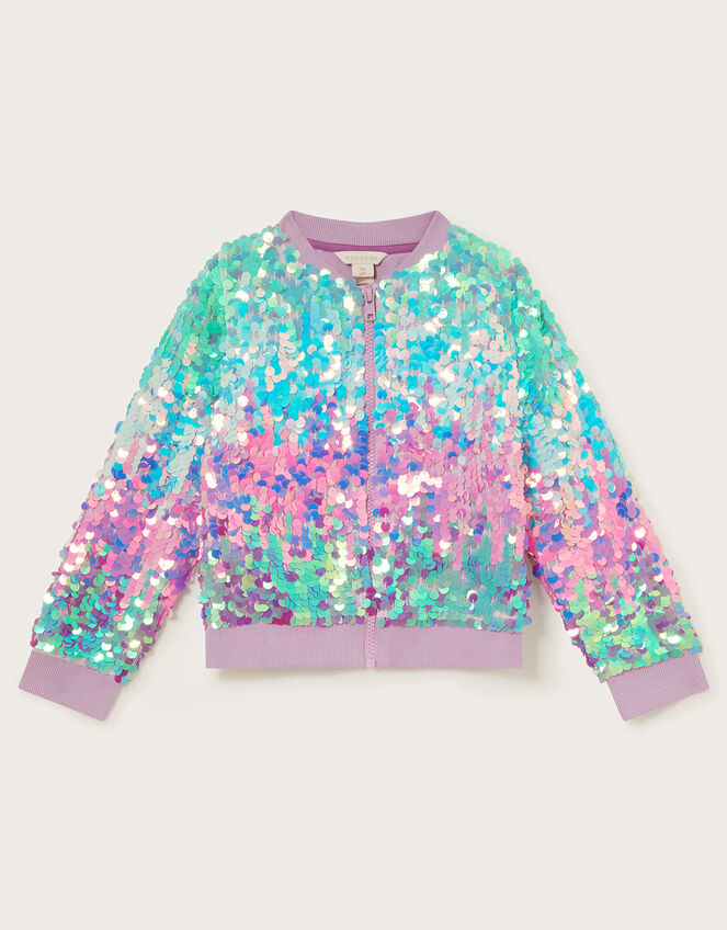 Sequin Ombre Bomber Jacket Purple | Girls' Cardigans | Monsoon UK.