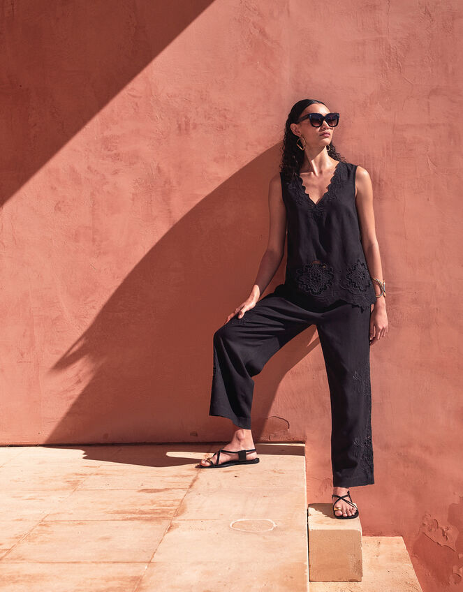 Cara Cutwork Trousers Black | Trousers & Leggings | Monsoon UK.