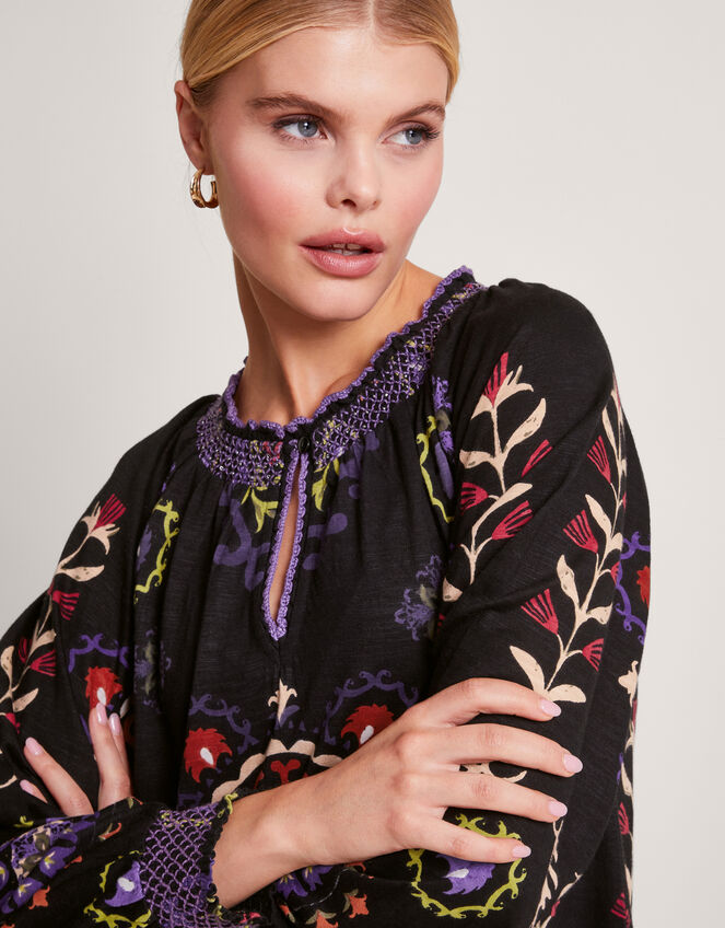 Xoey Print Tiered Dress Black | Midi Dresses | Monsoon UK.