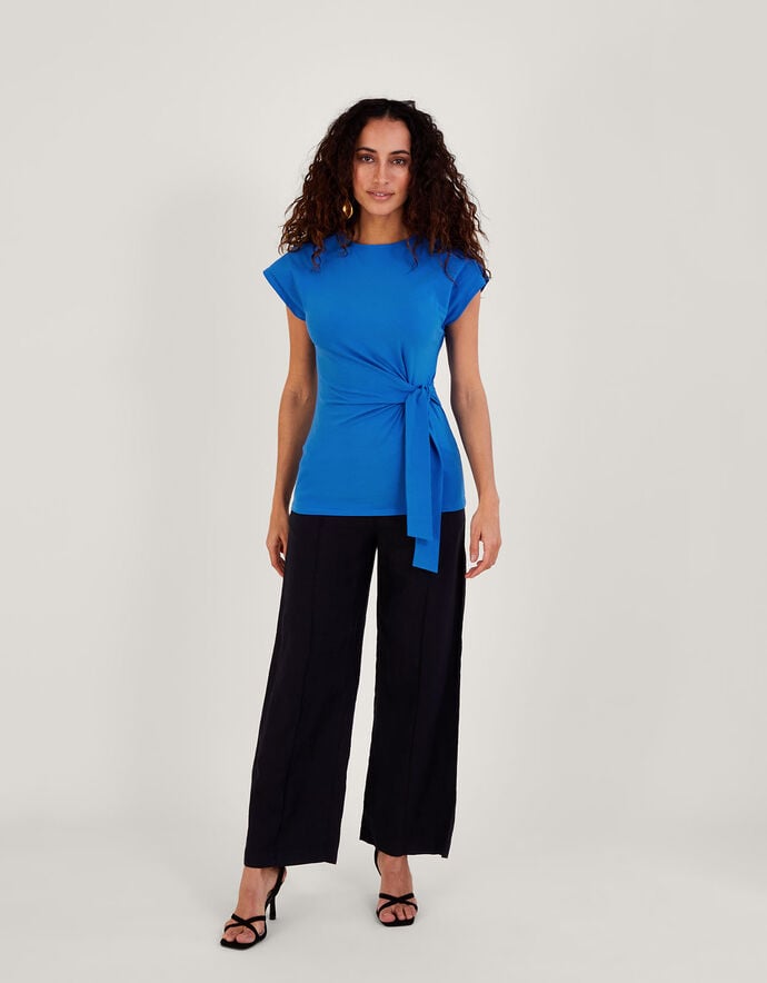 Side Knot Jersey Top Blue