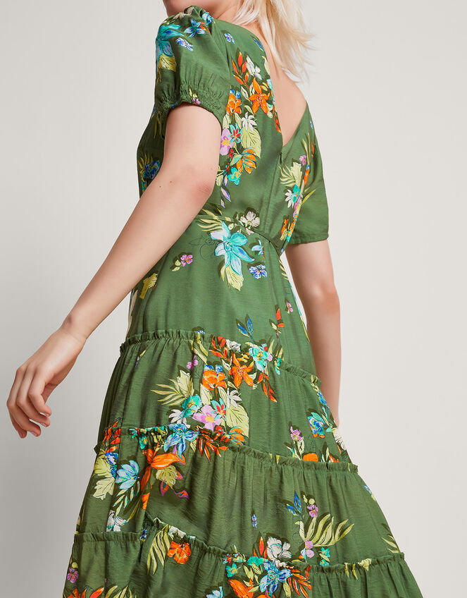 Zafia Tiered Dress Green | Evening Dresses | Monsoon UK.