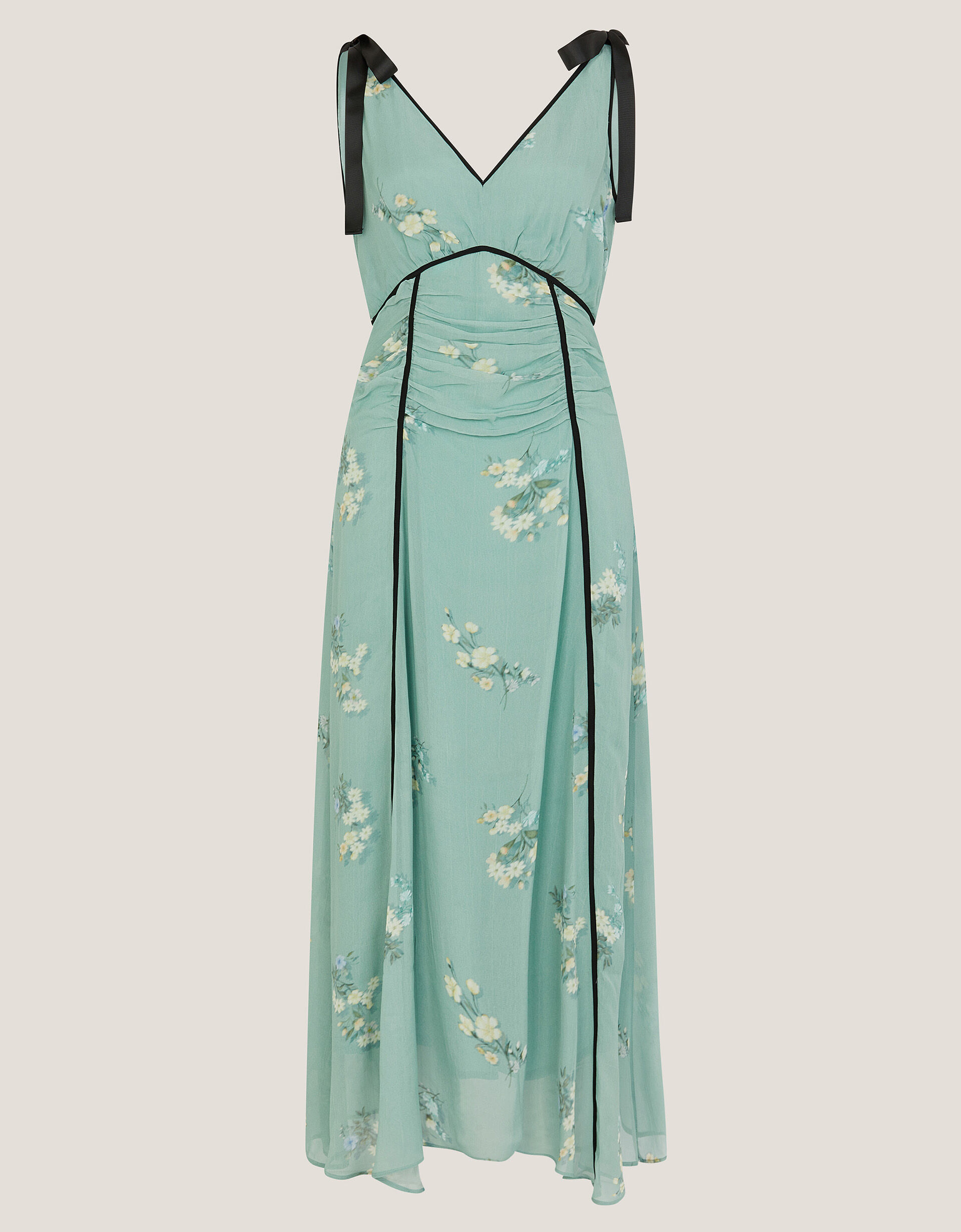 Giselle Floral Print Bow Midi Dress Green