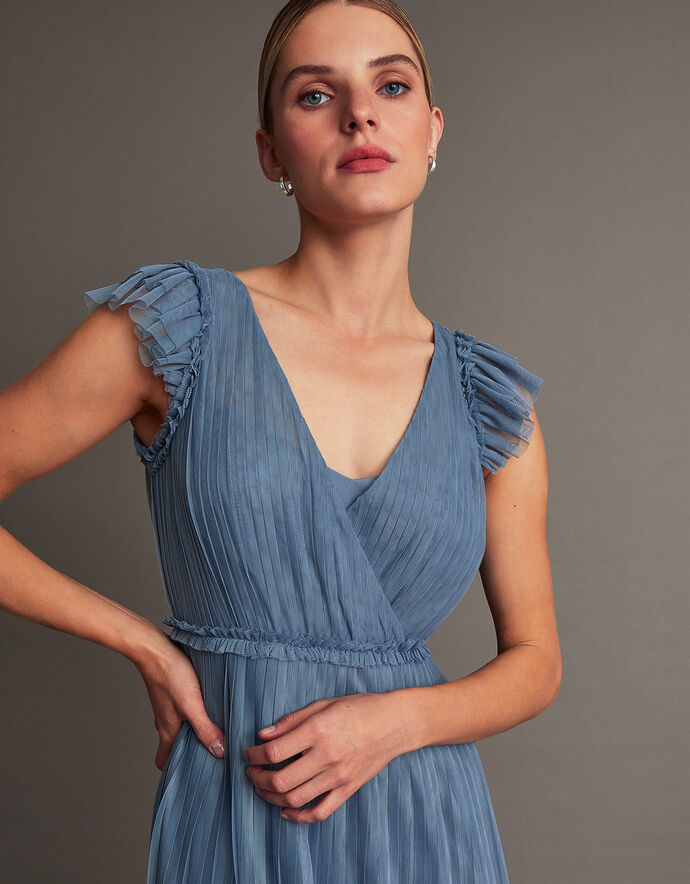 Wendy Pleated Maxi Dress Blue | Evening Dresses | Monsoon UK.