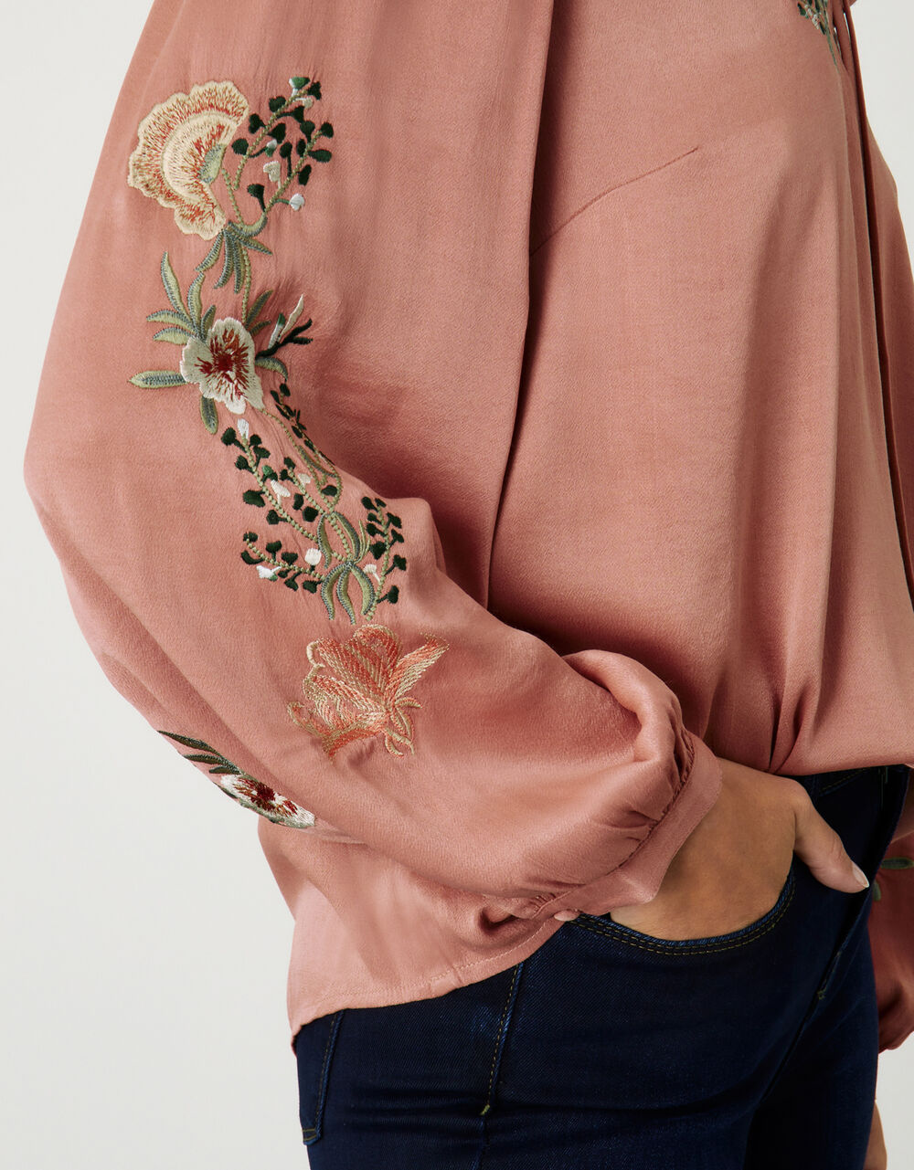 Embroidered Oriental Floral Long Back Top Orange | Tops & T-shirts ...