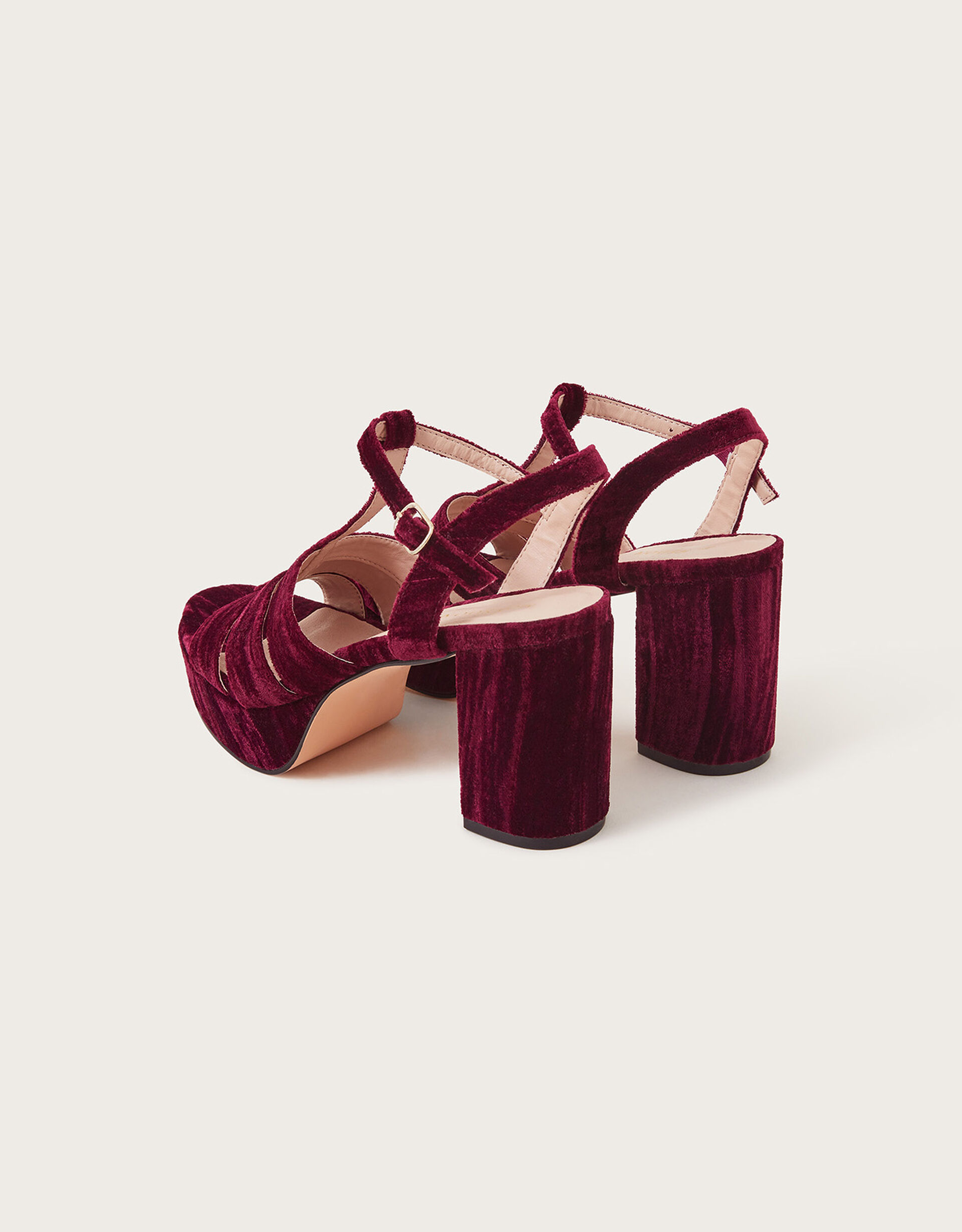 Crushed Velvet Platform Heels Red | Occasion Shoes | Monsoon UK.