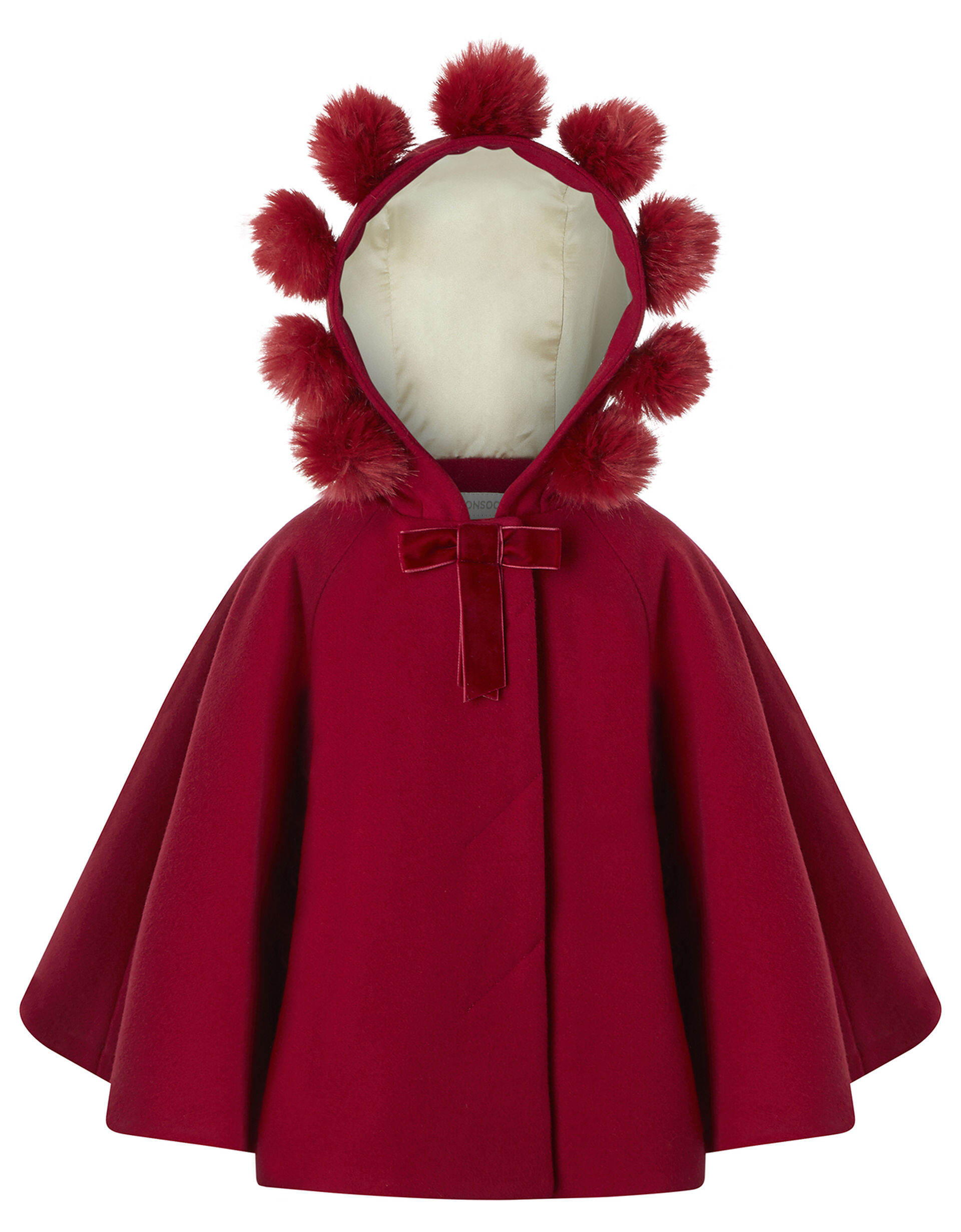 Baby Pom-Pom Cape Red | Baby Girl Coats & Jackets | Monsoon UK.