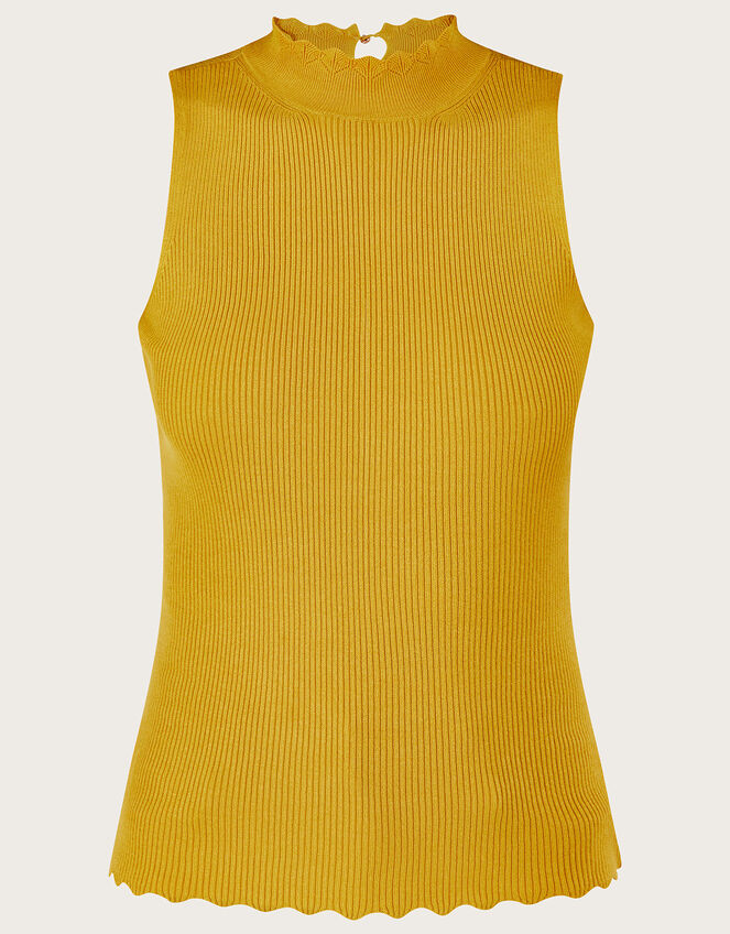 Ribbed Halter Neck Tank Top Yellow | Jumpers | Monsoon UK.
