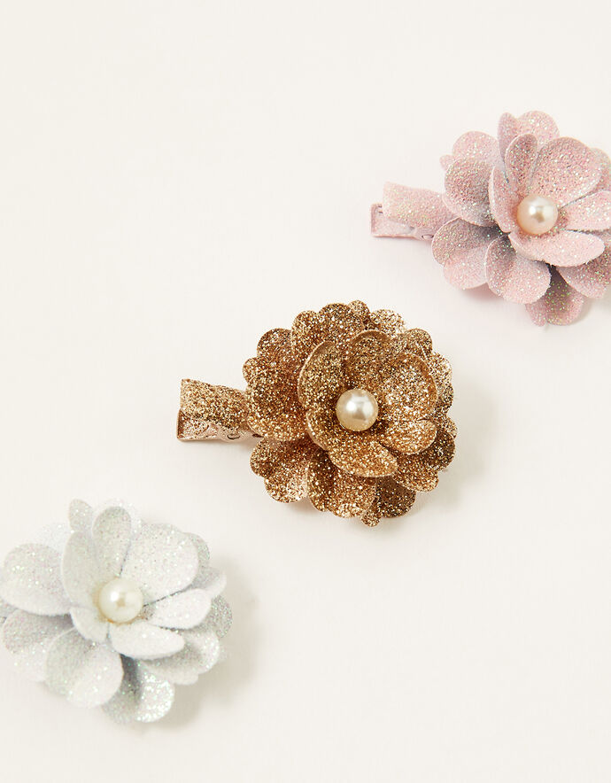 Glitter Flower Clip Set