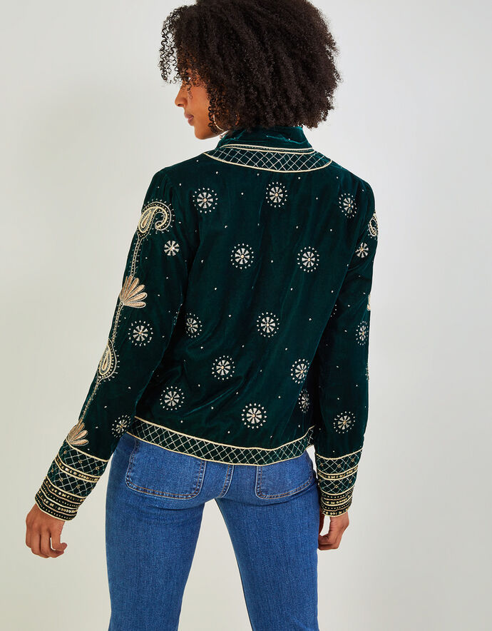 Violet Embellished Velvet Jacket Green