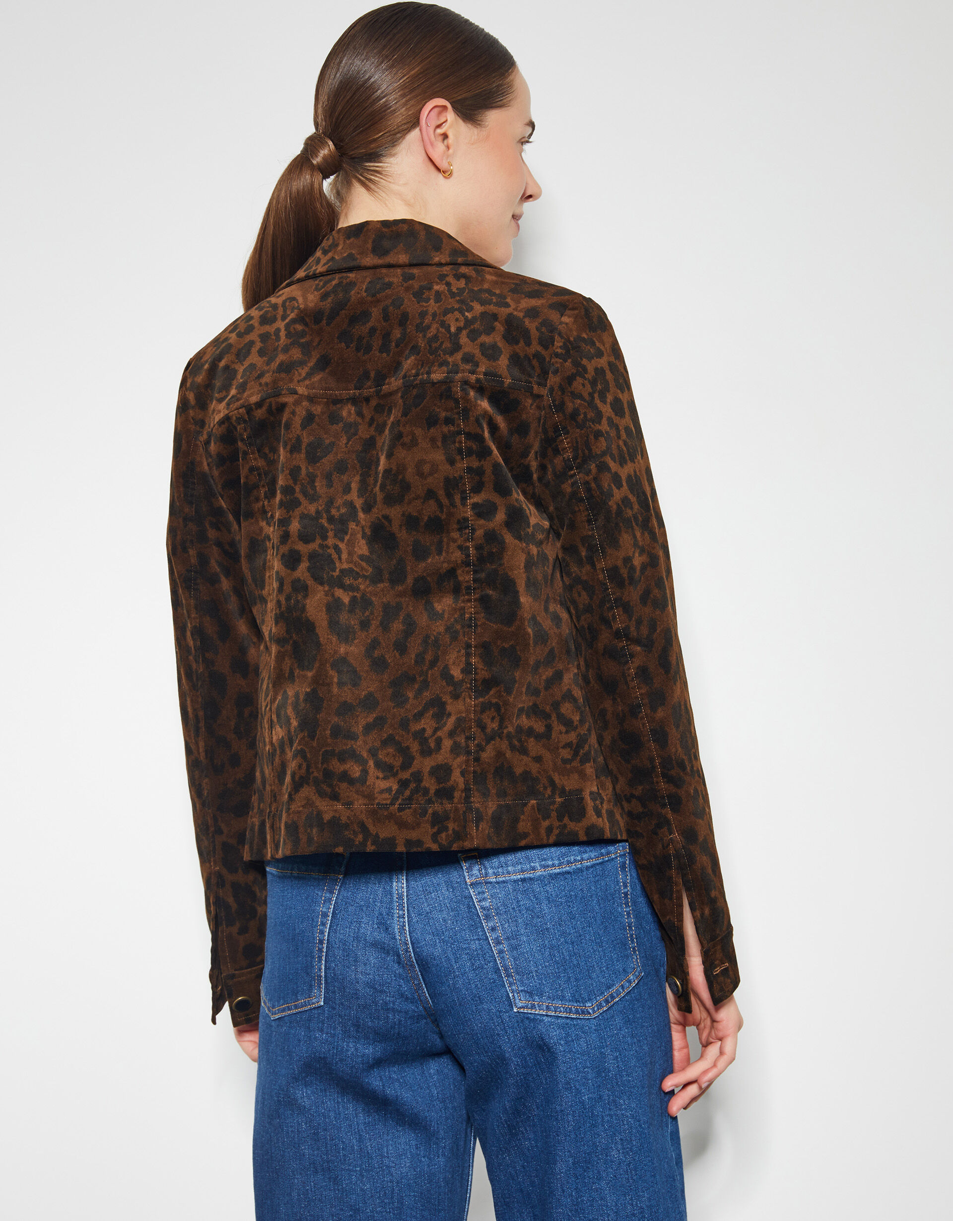 Aida Leopard Print Crop Jacket Brown | Women's Jackets | Monsoon UK.