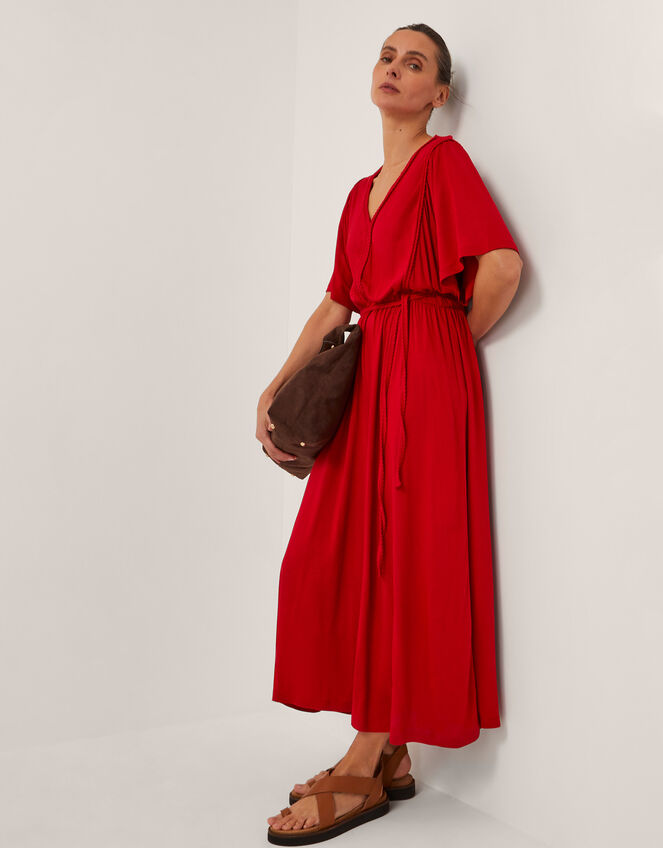 Paula Braided Jersey Midi Dress Red | Midi Dresses | Monsoon UK.